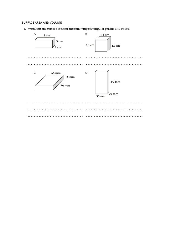 Homework 7 - SURFACE AREA AND VOLUME | PDF