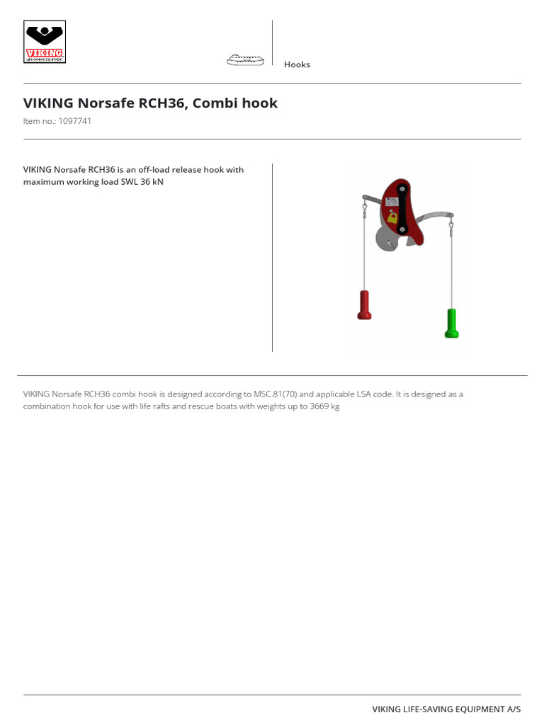 Norsafe RCH36 Combi Hook Specifications | PDF