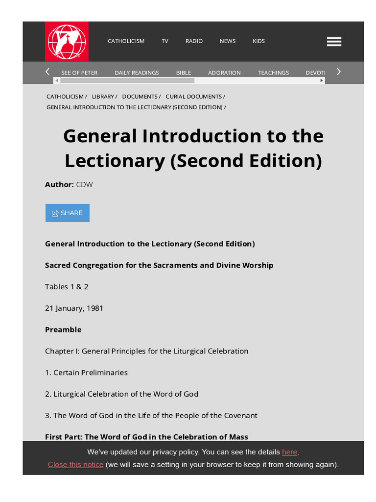 General Introduction To The Lectionary Second Edition | PDF | Mass ...