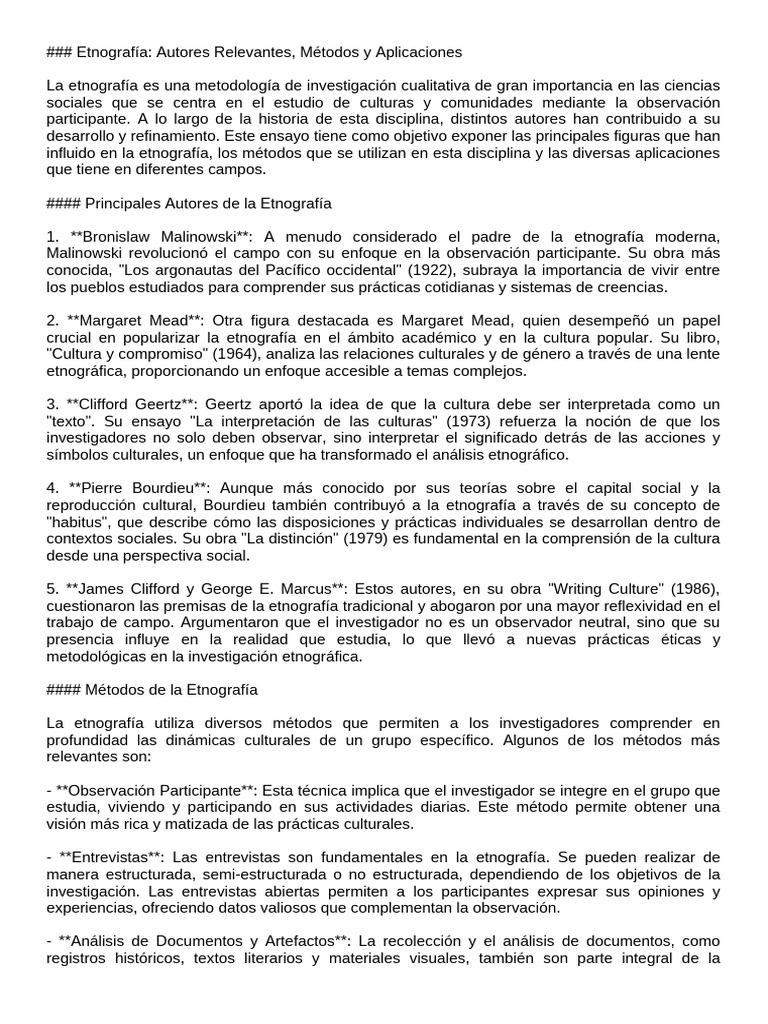 Etnografía | PDF | Etnografía | Antropología
