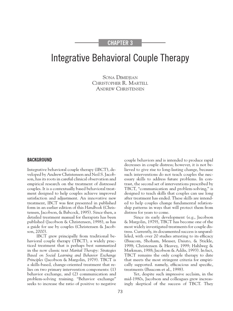Integrative Behavioral Couple Therapy Overview | PDF | Psychotherapy ...