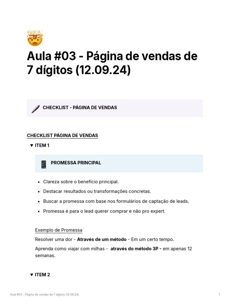 Aula #03 - Checklist Página de Vendas | PDF | Vídeo