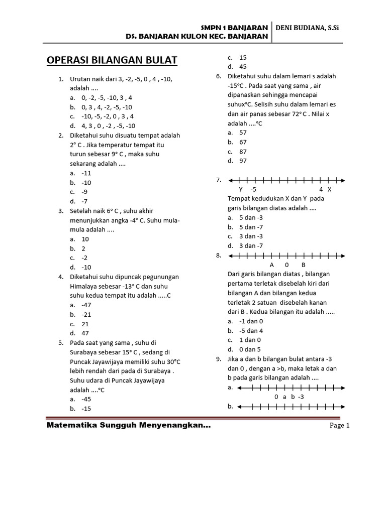 Jiban - Operasi Bilangan Bulat - SMPN1 - Banjaran | PDF