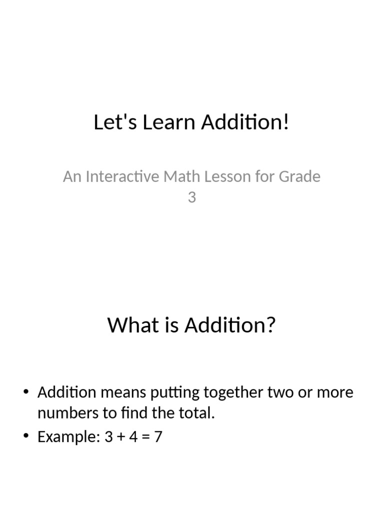 Grade3 Addition Interactive Lesson | PDF