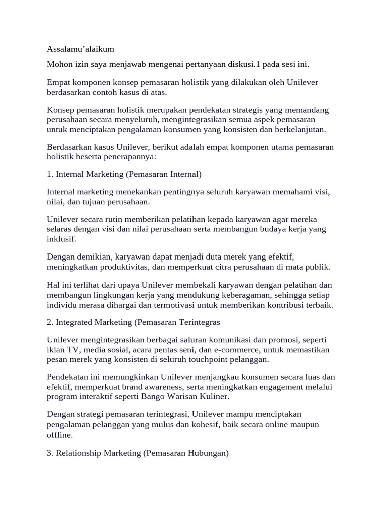 Diskusi 1 SMT 2 Manajemen Pemasaran | PDF