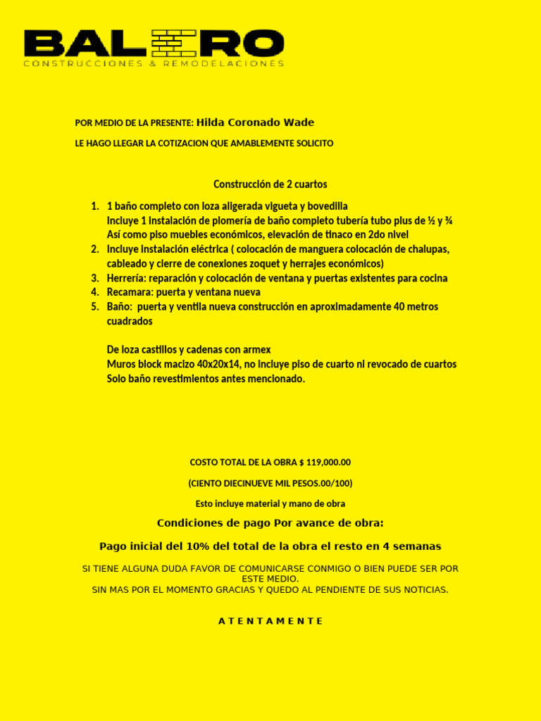 Construccion de Cuartos | PDF