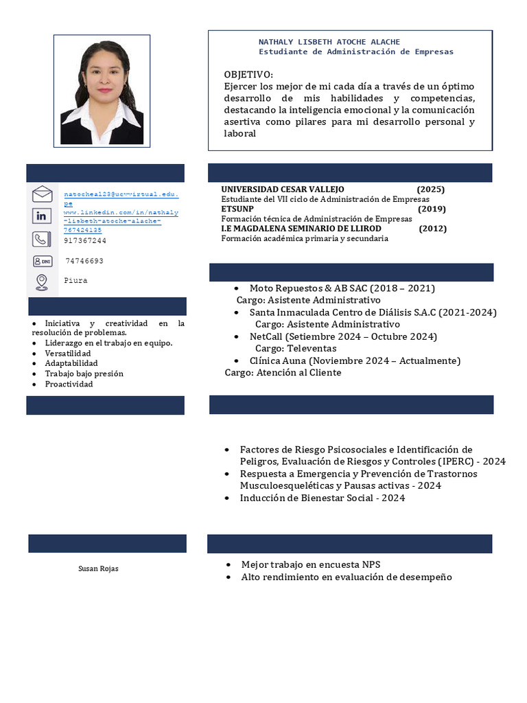 CV Nathaly Atoche Alache - Parcial Tutoria Viii | PDF | Ciencias del comportamiento | Sicología