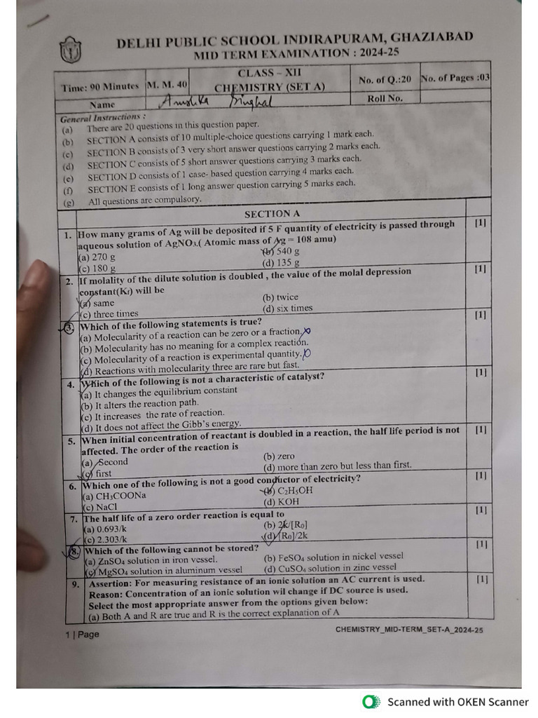 Chemistry Midterm 24-25 | PDF