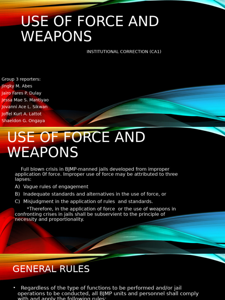 Use of Force and Weapons Group 3 | PDF | Deadly Force | Use Of Force