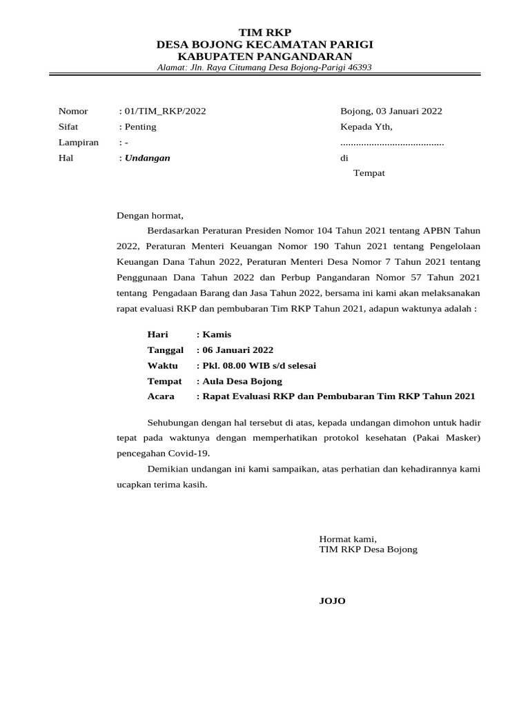 Undangan RKP 1 | PDF