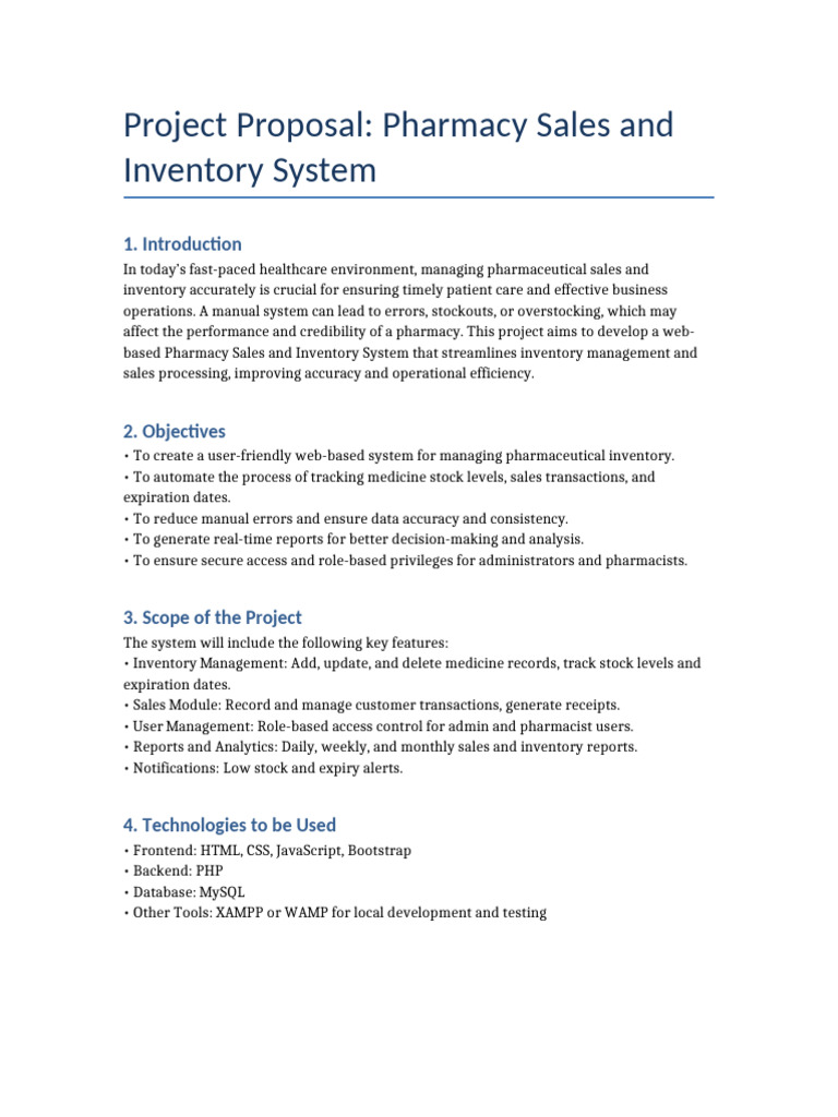 Pharmacy_Project_Proposal_Part1 | PDF