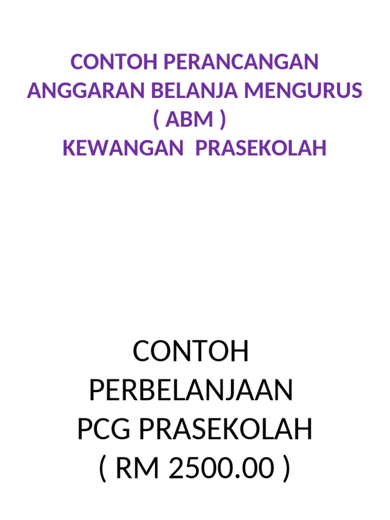 82839008-CONTOH-ABM-PRASEKOLAH-2012 | PDF