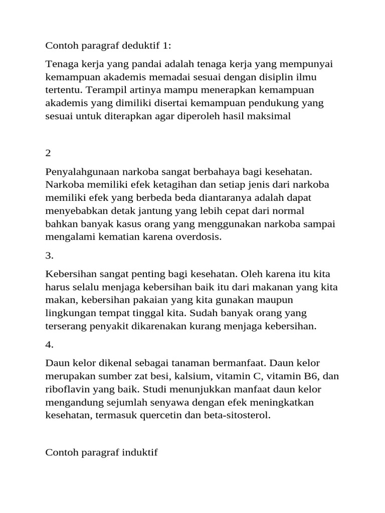 Contoh Paragraf Deduktif 1 | PDF