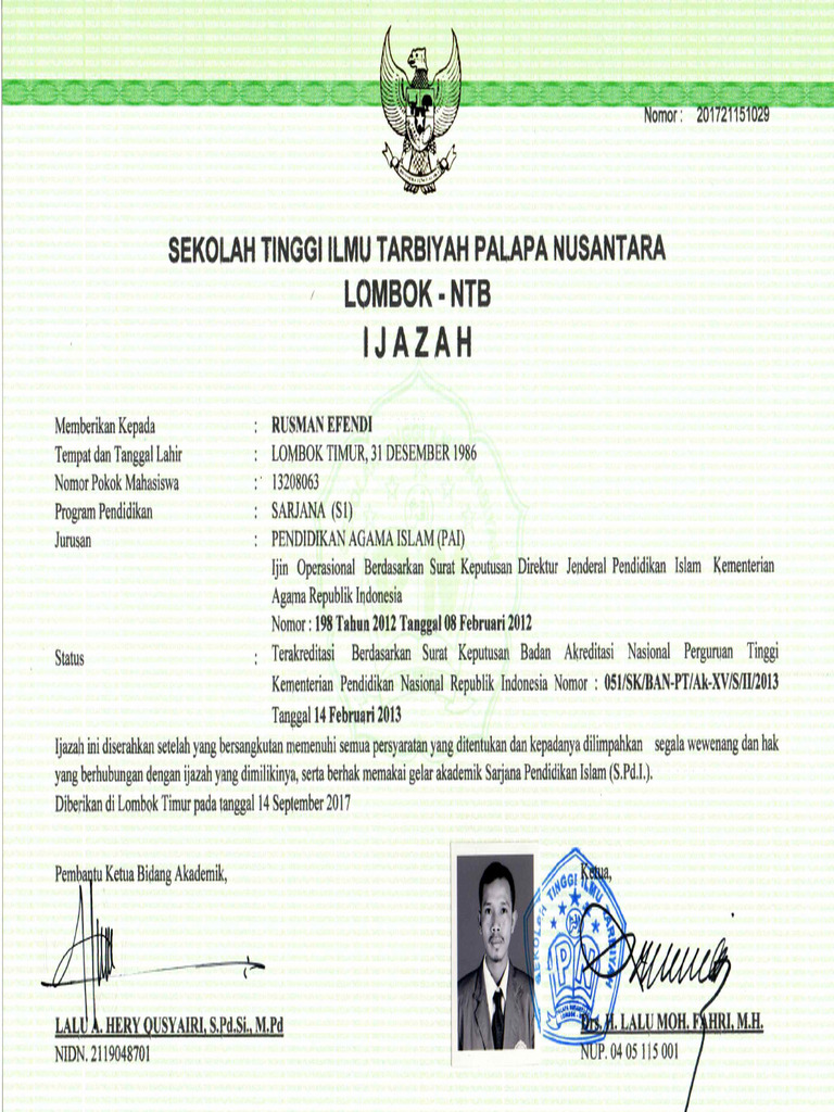 IJAZAH' BAPAK RAFA | PDF