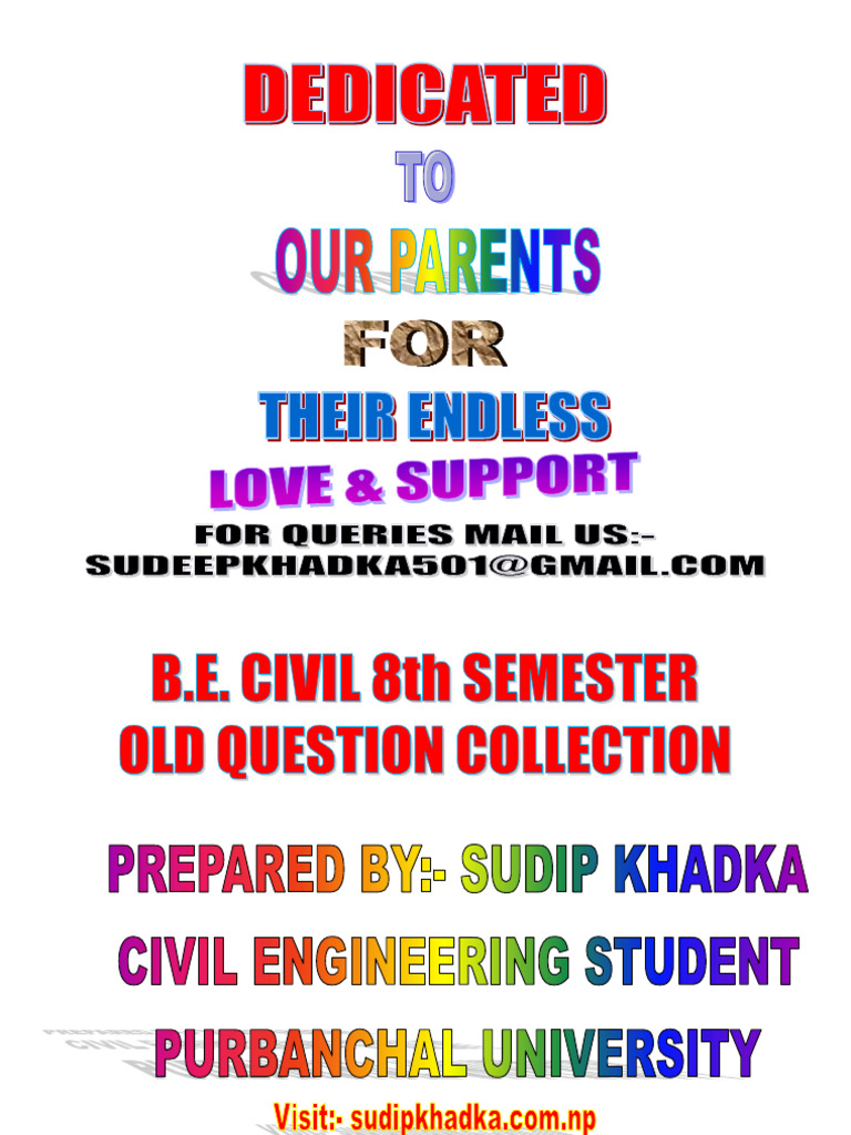 BE Civil 8th Sem Question Bank | PDF