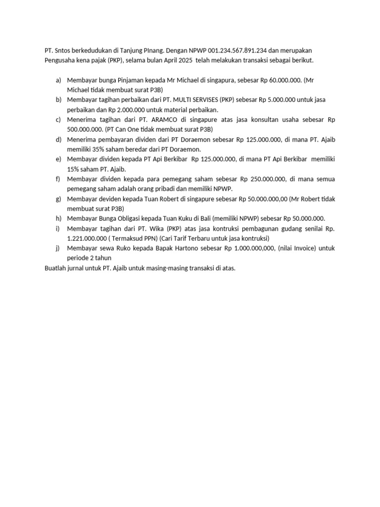 SESI 7 LATIHAN KASUS AKUNTANSI PERPAJAKAN | PDF