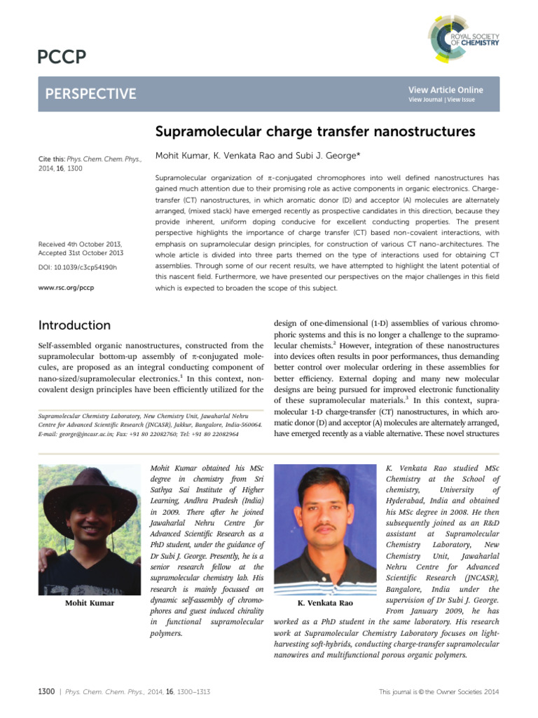 Charge Transfer Nanostrucutures - 2014 | PDF | Supramolecular Chemistry ...
