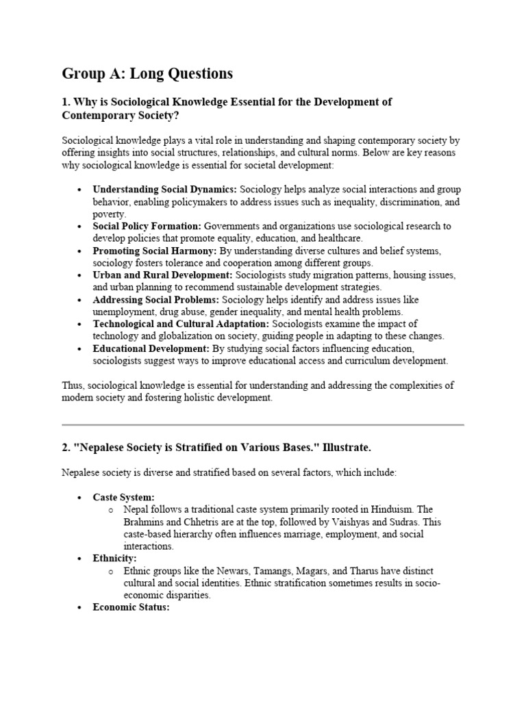 Solution of Sociology - PU | PDF | Sociology | Social Stratification