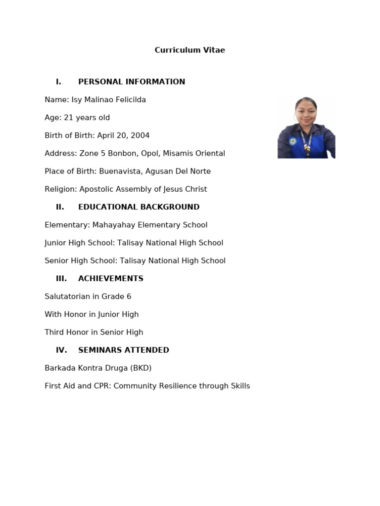 CV Ni Isy | PDF