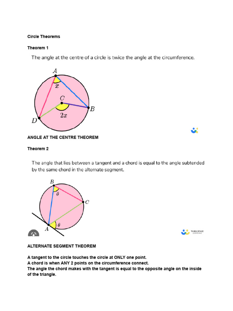 Lecture Notes - April 21st, 2025 - Circle Theorems | PDF | Circle ...