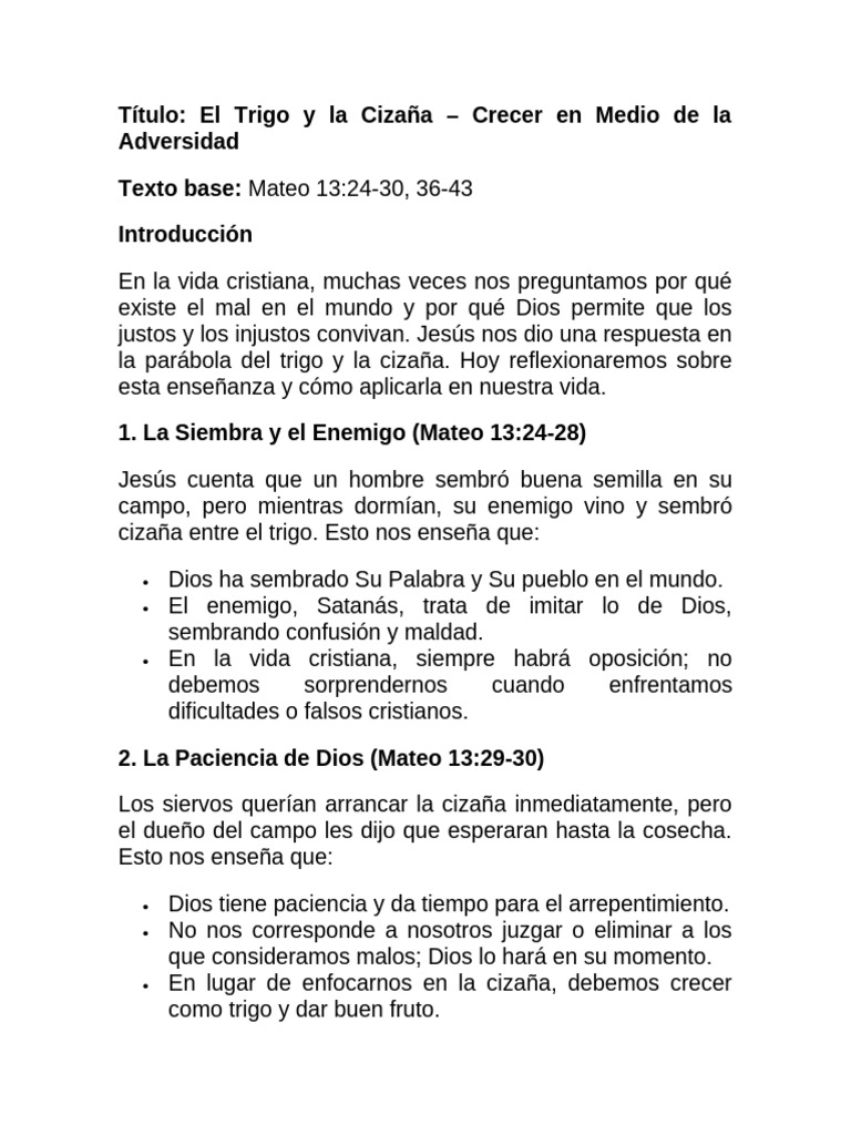 Cizaña y Trigo | PDF