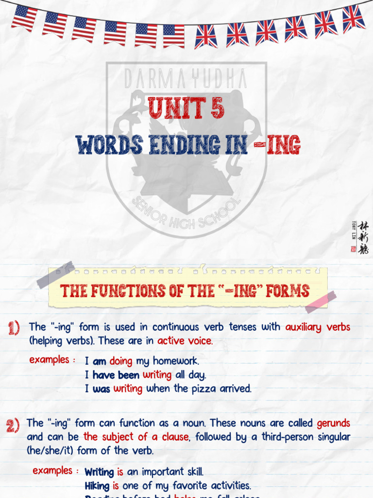 Unit 5 Ing-Verb for Sharing | PDF | Verb | Syntax