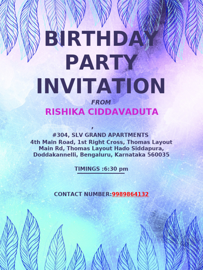 Birthday Party Invitation | PDF