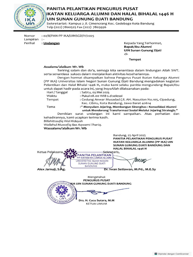 Surat Und. Umum Alumni UN SGD | PDF