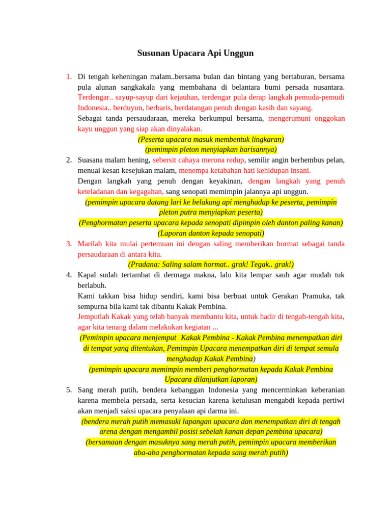 Susunan Upacara Api Unggun | PDF