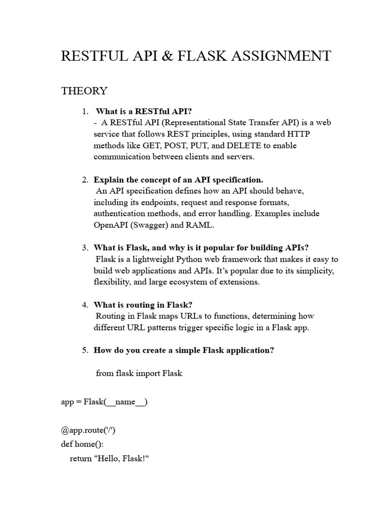 Restful Api & Flask Assignment | PDF | Json | Http Cookie