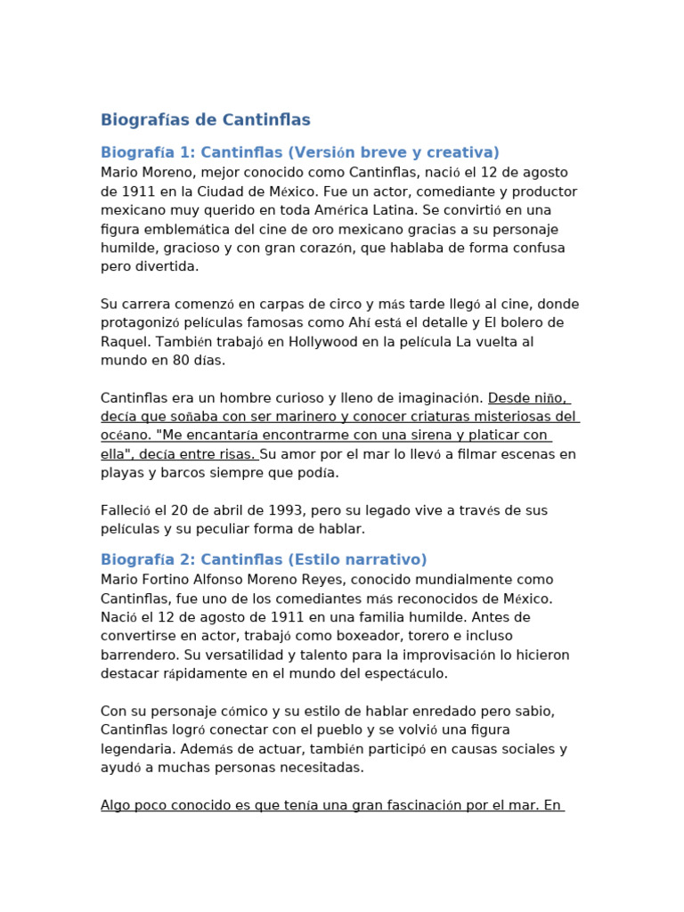 Biografía de Cantinflas: Vida y legado | PDF