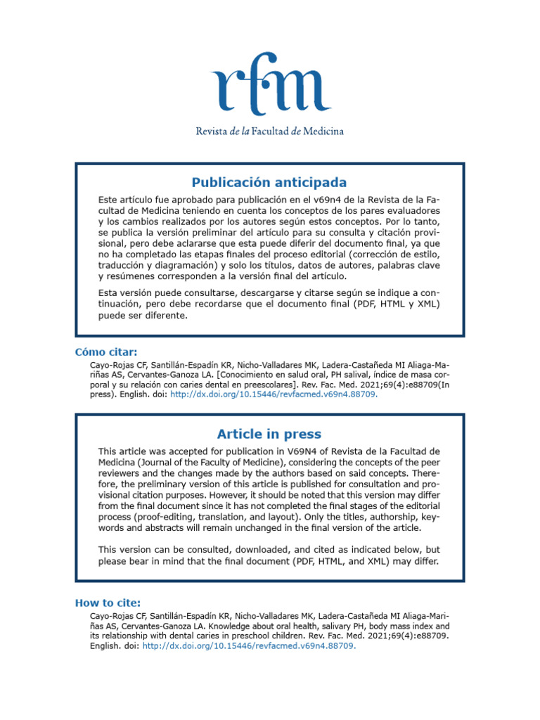 Articulo RFM | PDF | Ciencias de la Salud | Odontología