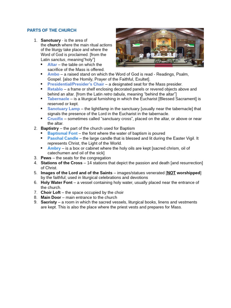 Key Parts of a Church Explained | PDF