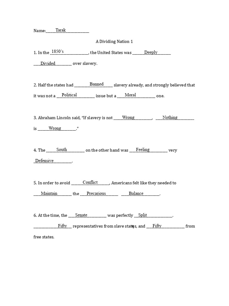 A Dividing Nation Fill in Notes 1 | PDF | Ohio River | Society Of The ...