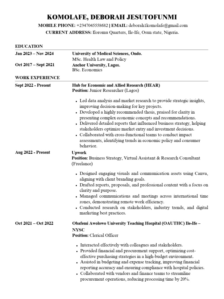 Debbie CV (Main) - 20250412 - 173752 - 0000 | PDF | Strategic ...
