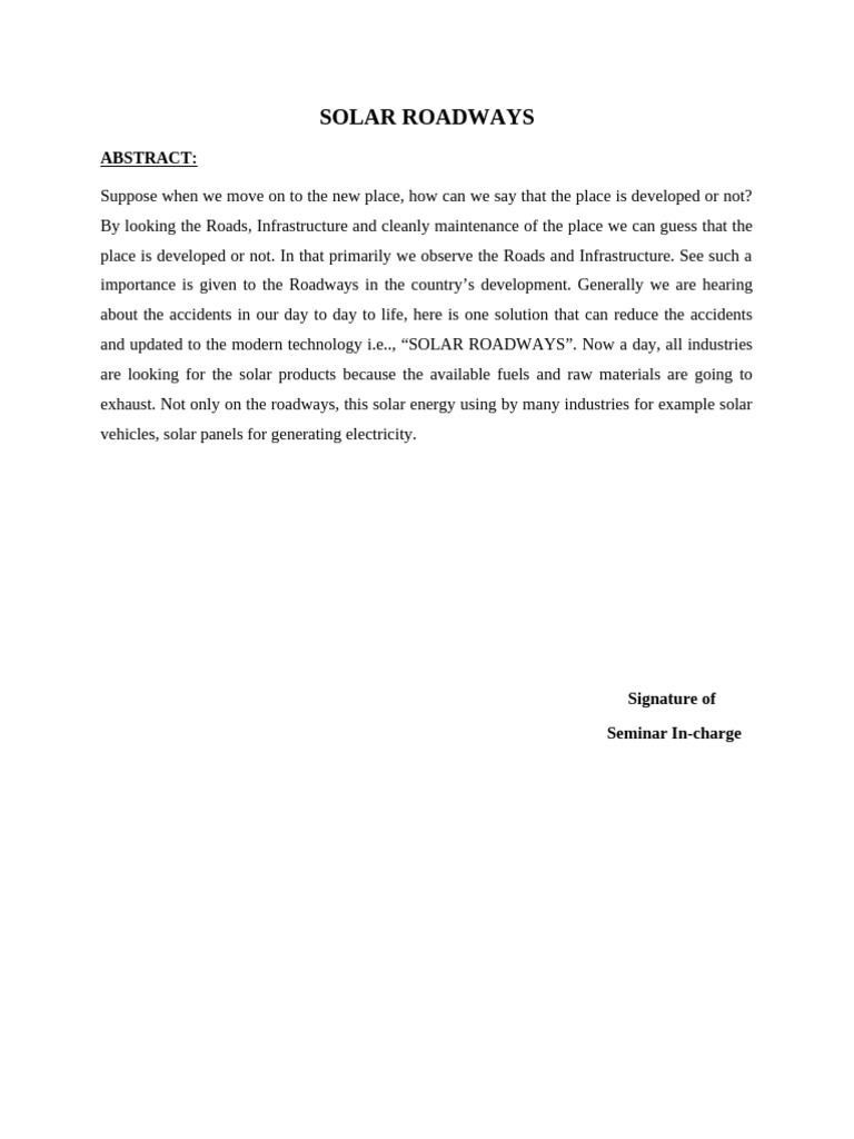 SOLAR ROADWAYS Abstract | PDF