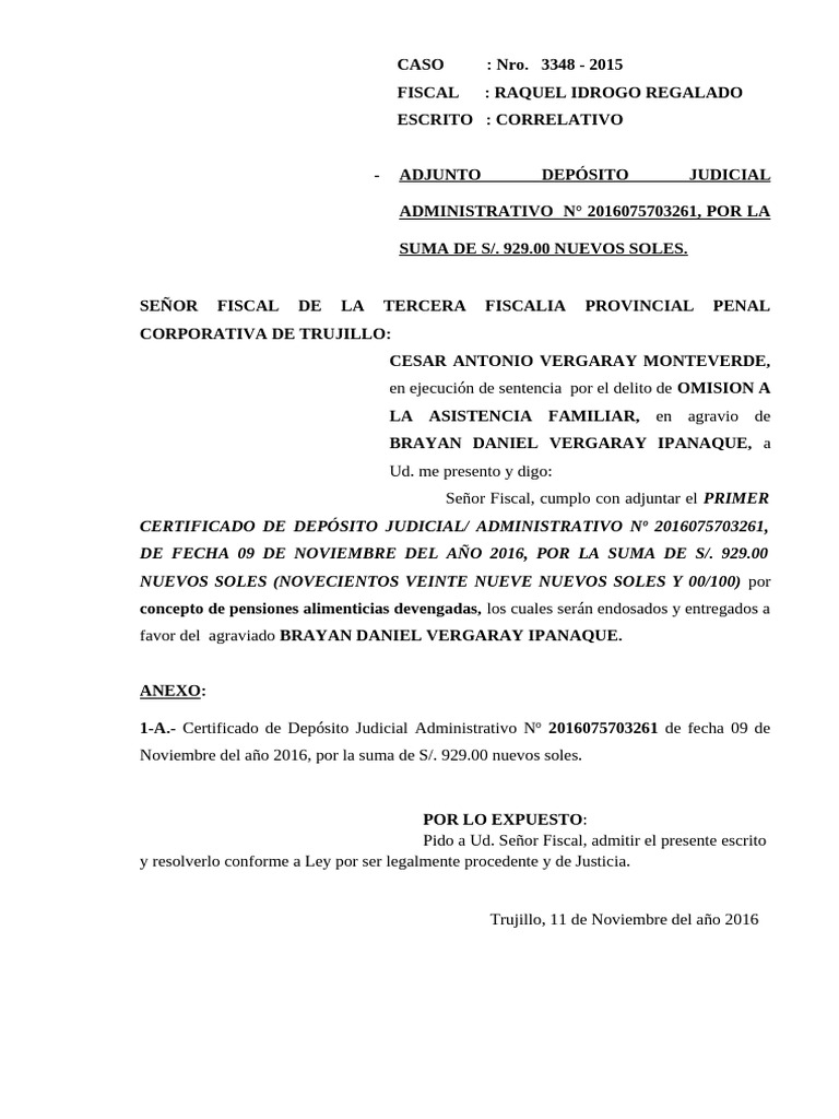 Adjunta Deposito Administrativo Fiscalia Cesar Anton | PDF