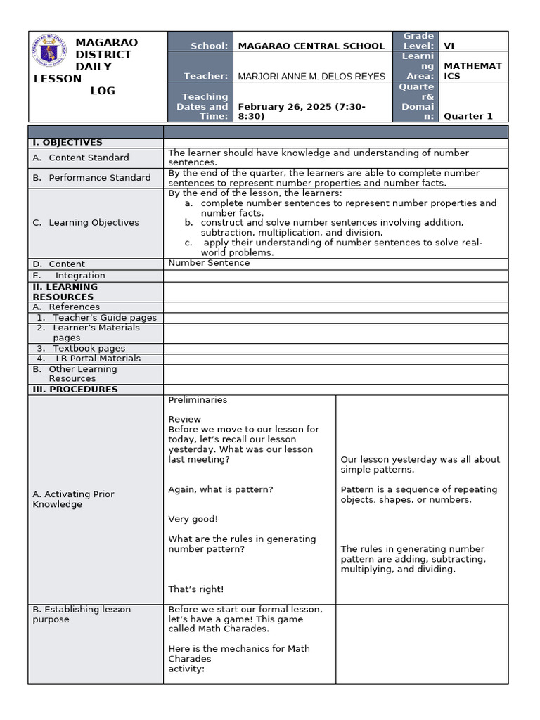 DLL ENGLISH Aligned With MATATAG | PDF | Subtraction | Mathematics