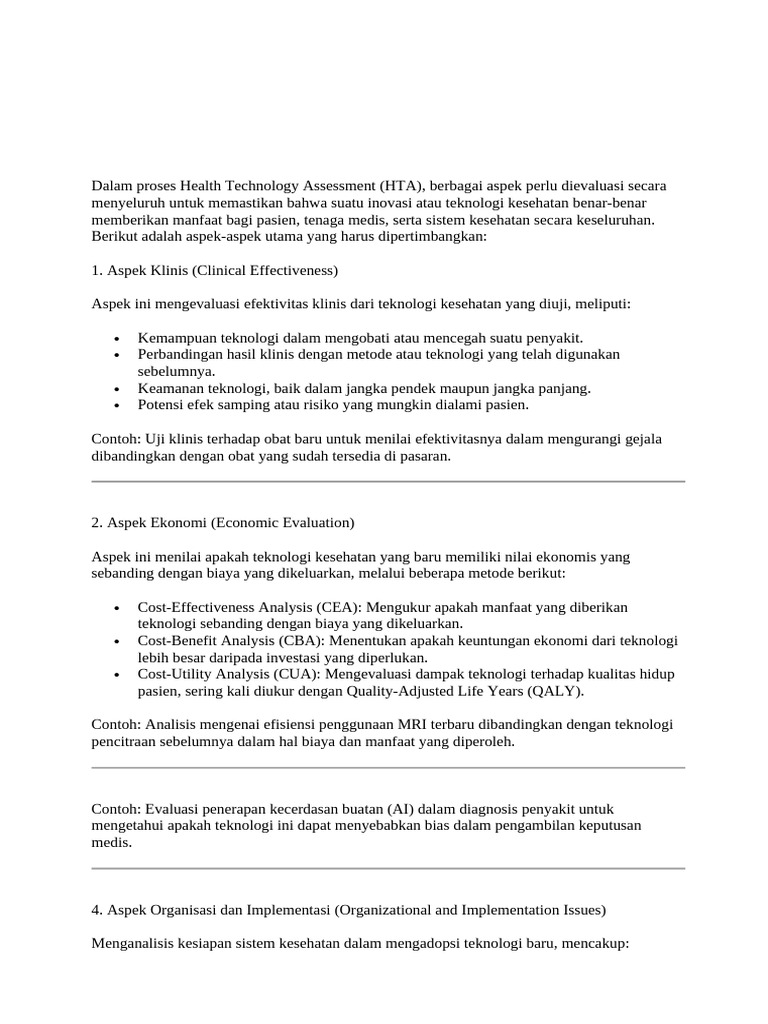 Contoh Evaluasi HTA Teknologi Kesehatan | PDF