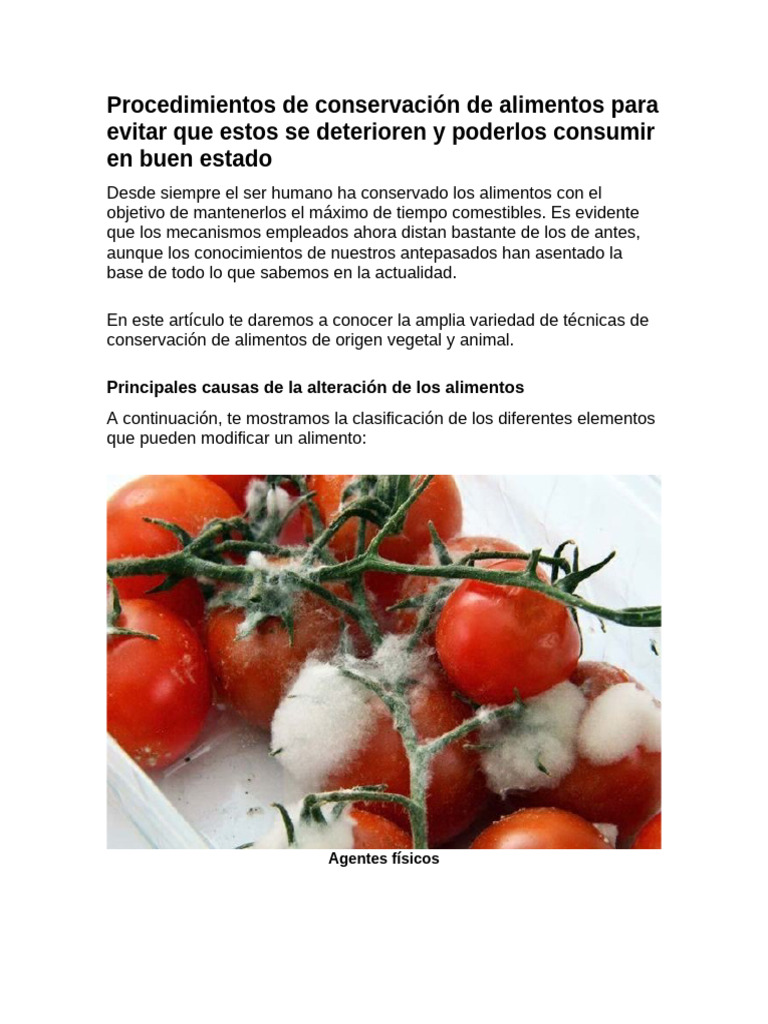 Conservacion de Alimentos | PDF | Alimentos | Conservación de los alimentos