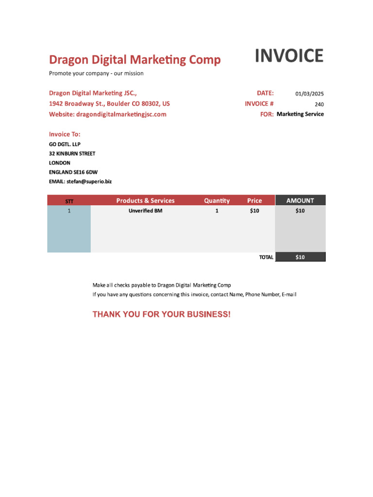 Invoice Go Dgtl. LLP 01 Mar Inv 240 | PDF
