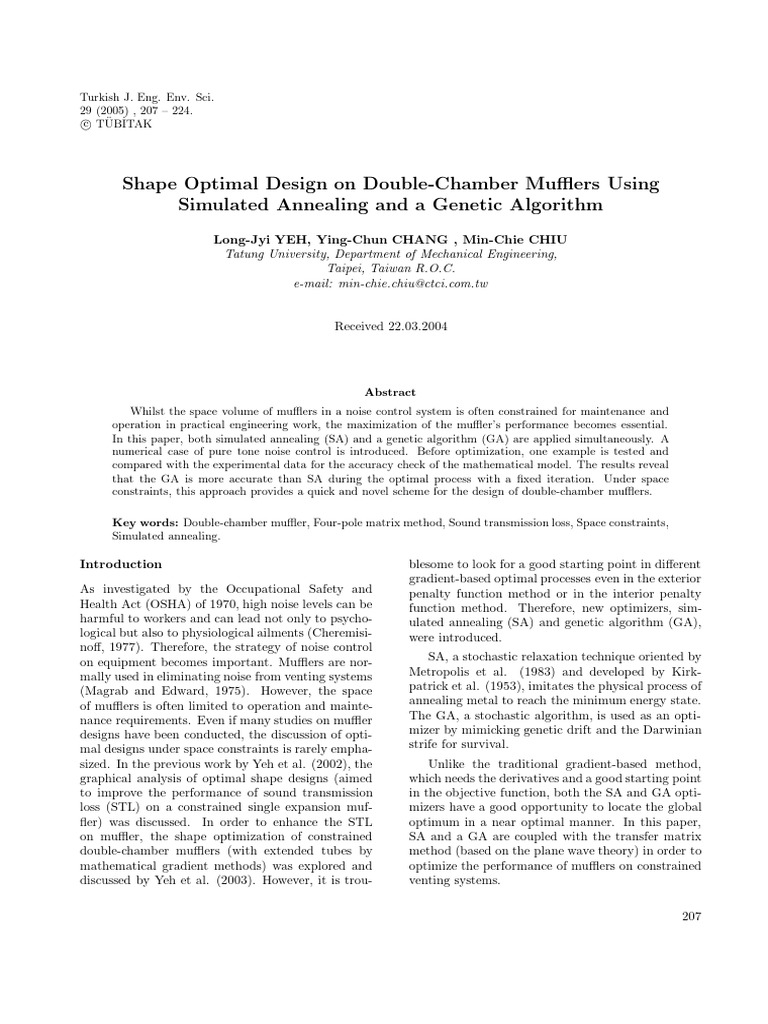 Shape Optimal Design On Double-Chamber Mufflers Using Simulated Annealing and A Genetic ...