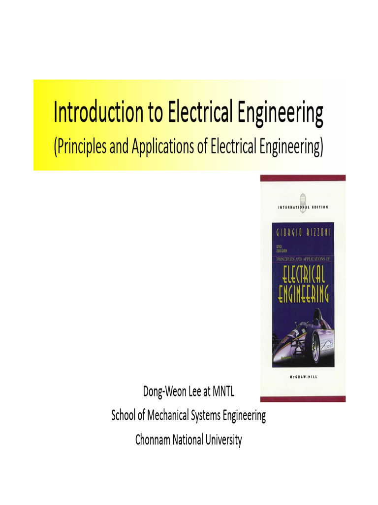 Introduction To Electrical Engineering (Principles and Applications of Electrical Engineering ...
