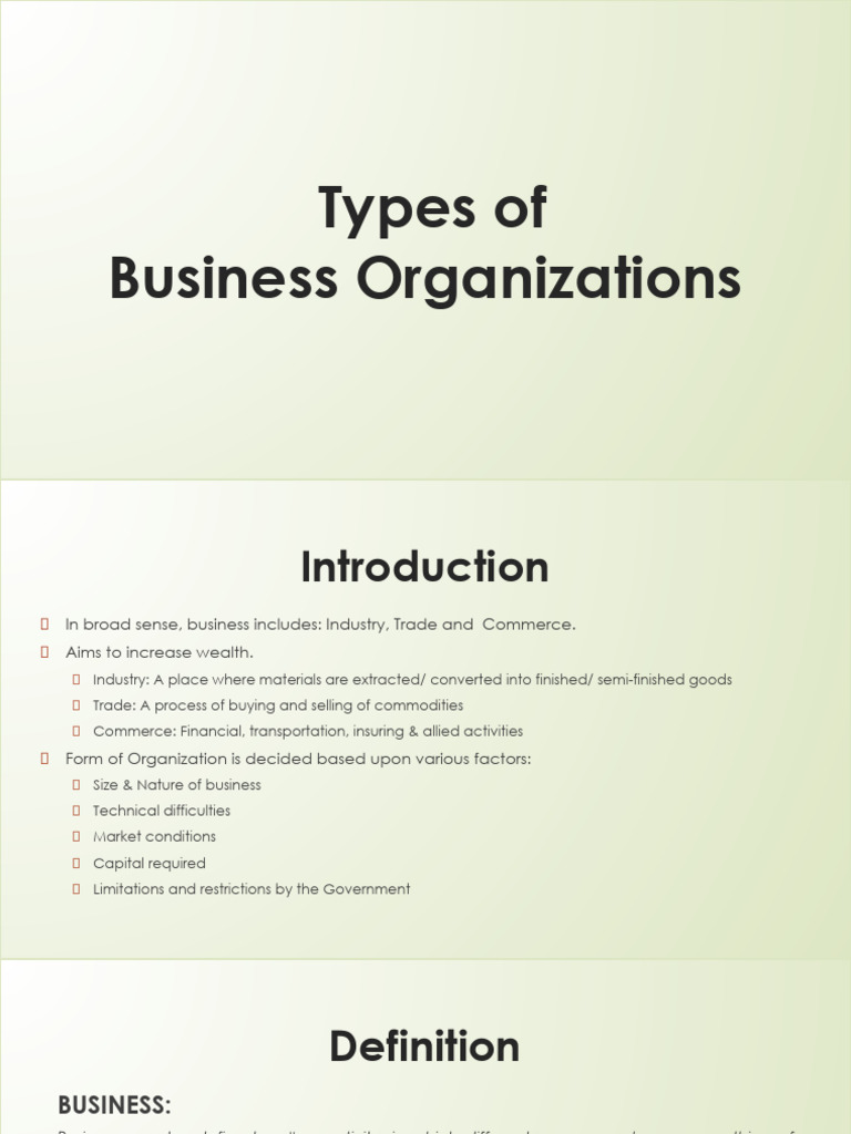 7. Types of Business Organisation.pptx | PDF | Partnership | Cooperative