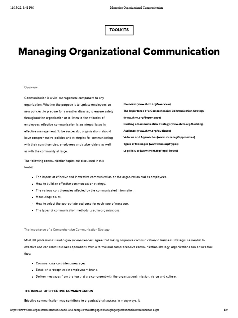 200-M1-Managing Organizational Communication | PDF | Communication | Employment