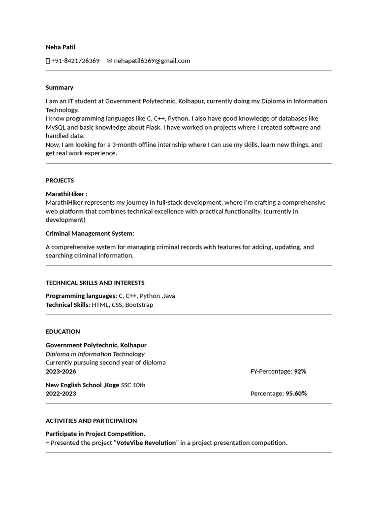 IT Student Seeking Internship Opportunities | PDF