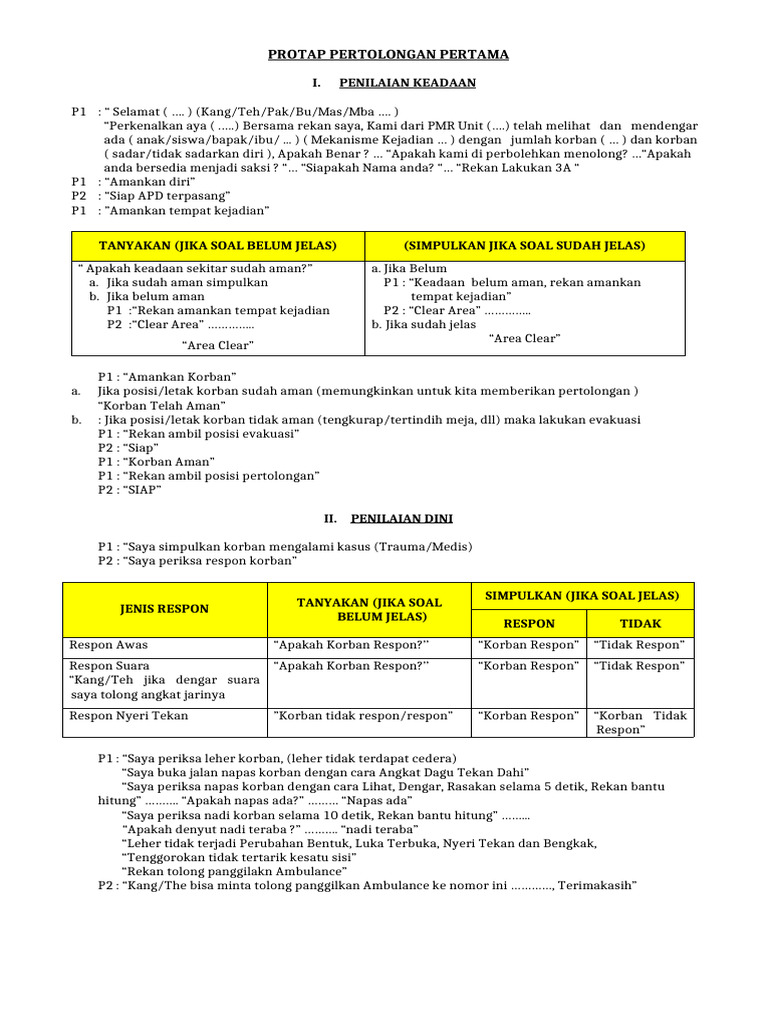 Protap Pertolongan Pertama | PDF