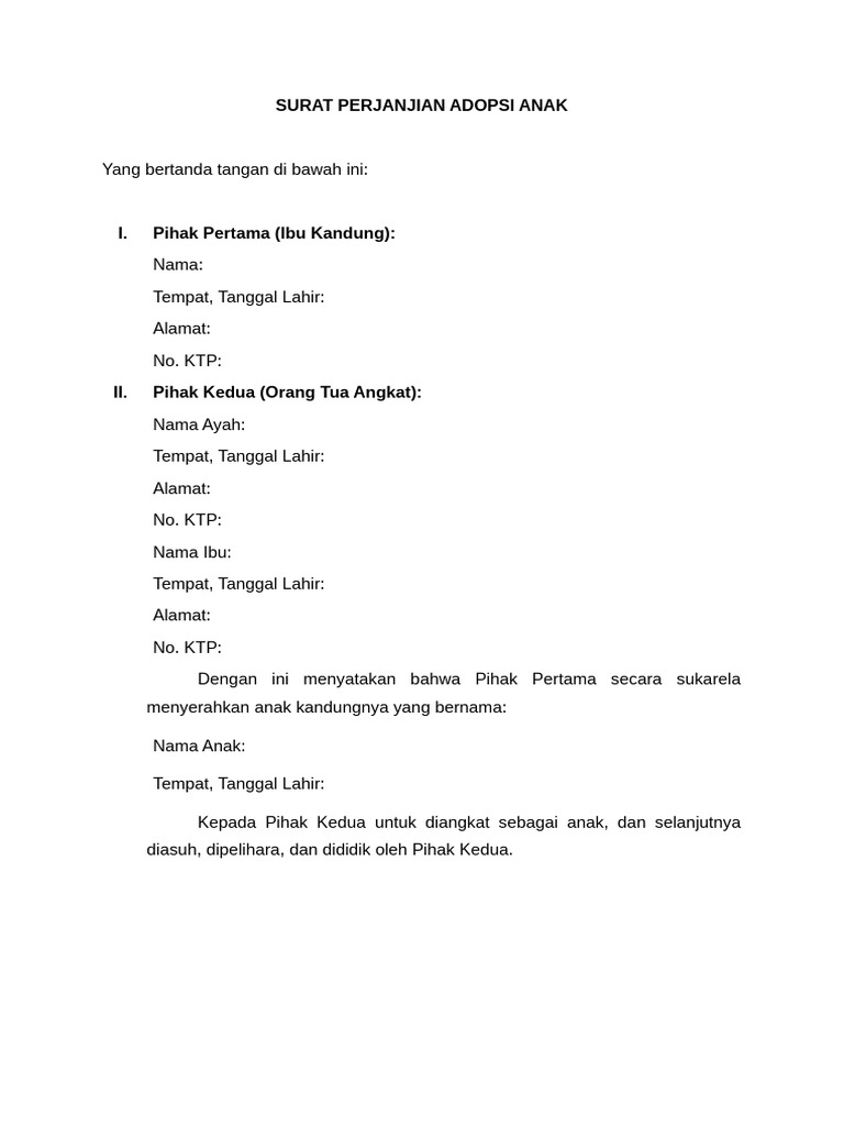 Surat Perjanjian Adopsi Anak | PDF