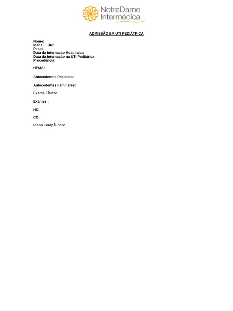 Admissão Modelo - Em Branco | PDF