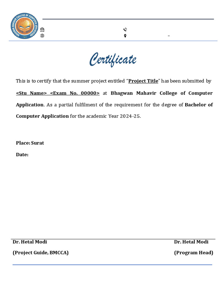 Project Certificate | PDF